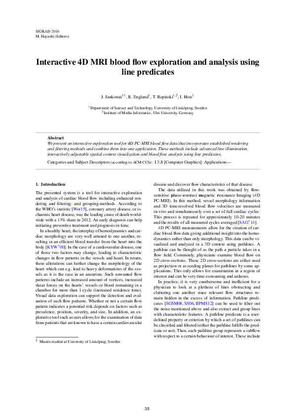 (PDF) Interactive 4D MRI blood flow exploration and analysis using line ...