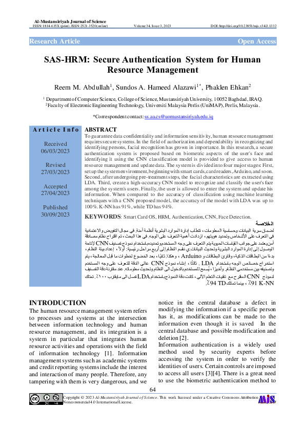 (PDF) SAS-HRM: Secure Authentication System for Human Resource Management