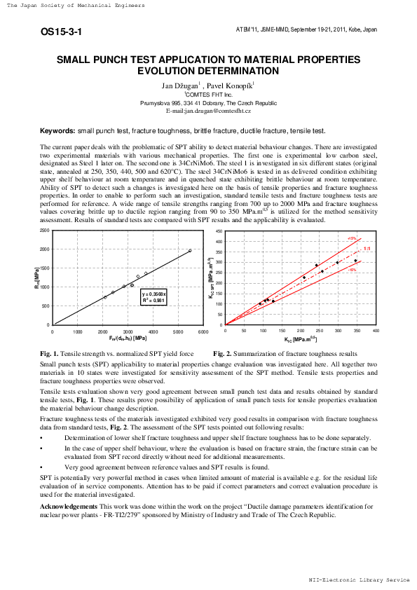 (PDF) OS15-3-1 Small Punch Test Application to Material Properties ...