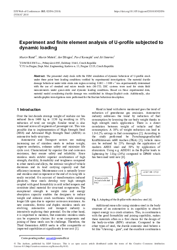 (PDF) Experiment and finite element analysis of U-profile subjected to dynamic loading | Pavel ...