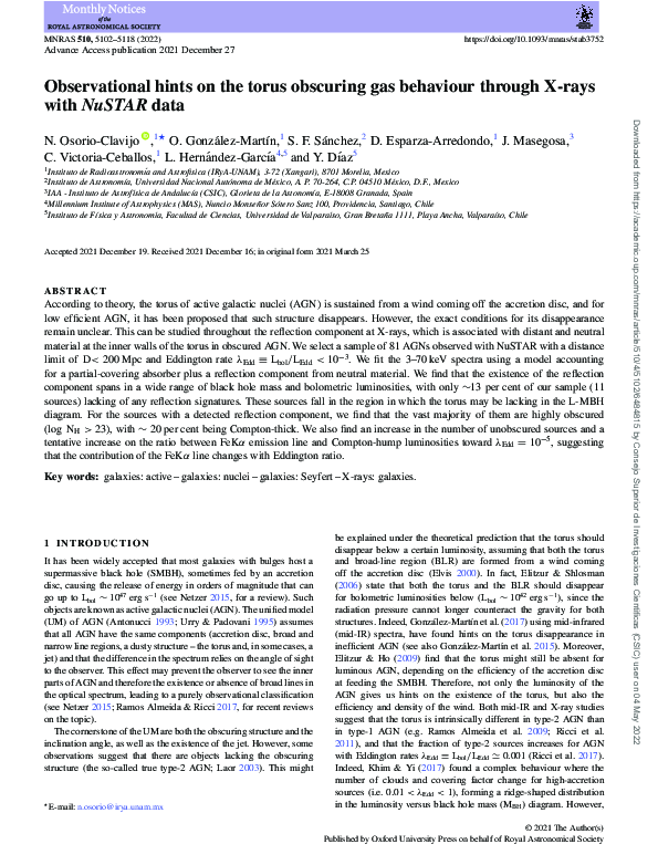 (PDF) Observational hints on the torus obscuring gas behaviour through ...