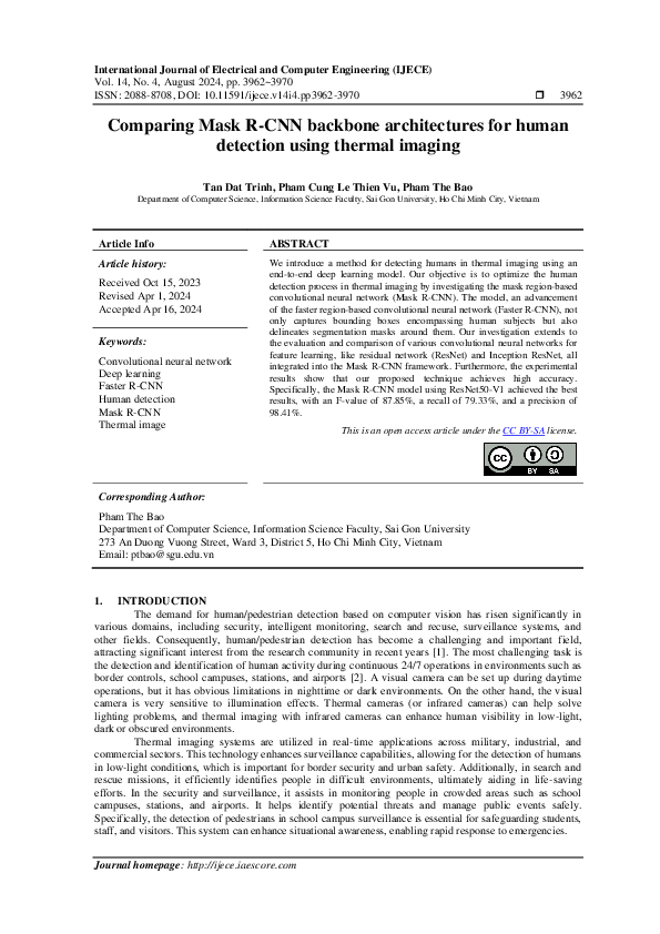 Pdf Comparing Mask R Cnn Backbone Architectures For Human Detection