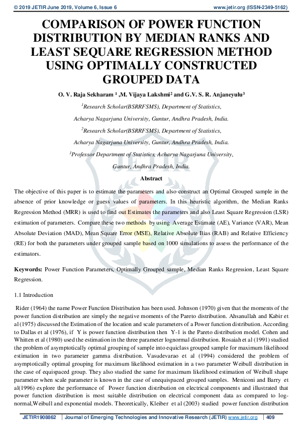 (PDF) COMPARISON OF POWER FUNCTION DISTRIBUTION BY MEDIAN RANKS AND ...