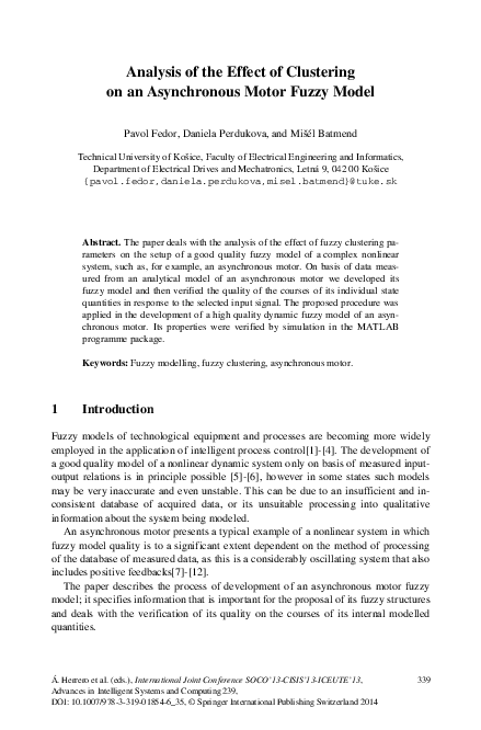 (PDF) Analysis of the Effect of Clustering on an Asynchronous Motor Fuzzy Model