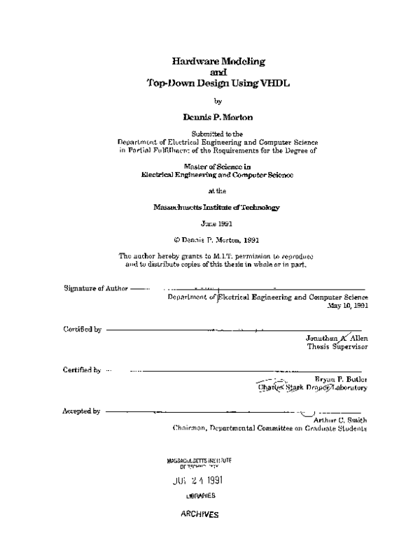 Pdf Hardware Modeling And Top Down Design Using Vhdl