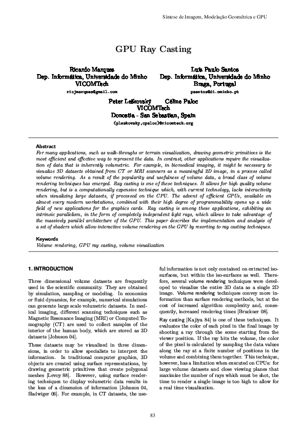 (PDF) GPU Ray Casting