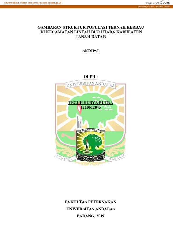 (PDF) Gambaran Struktur Populasi Ternak Kerbau DI Kecamatan Lintau Buo ...