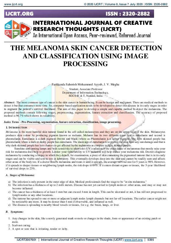 (PDF) The Melanoma Skin Cancer Detection and Classification Using Image ...