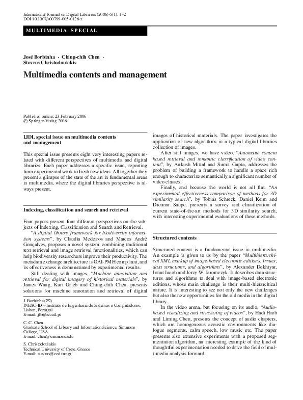 (PDF) Multimedia contents and management