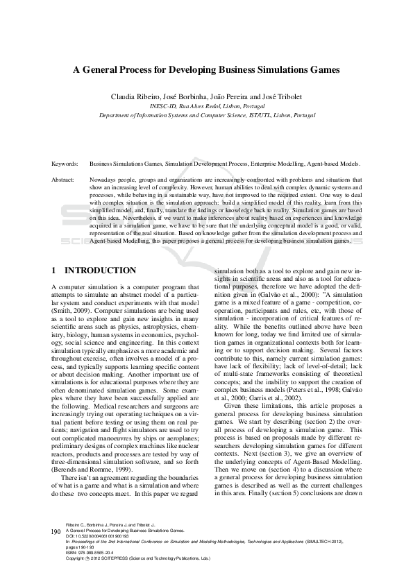 (PDF) A General Process for Developing Business Simulations Games