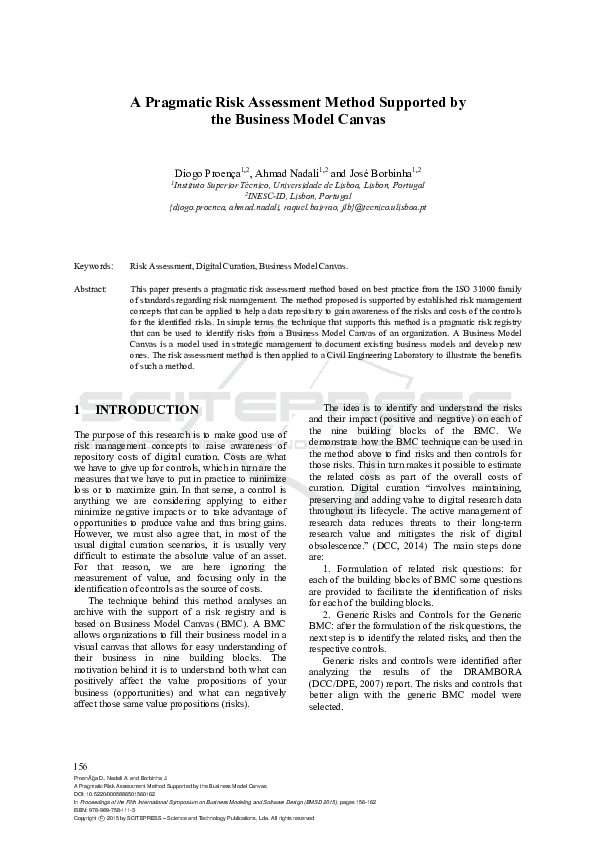 (PDF) A Pragmatic Risk Assessment Method Supported by the Business ...