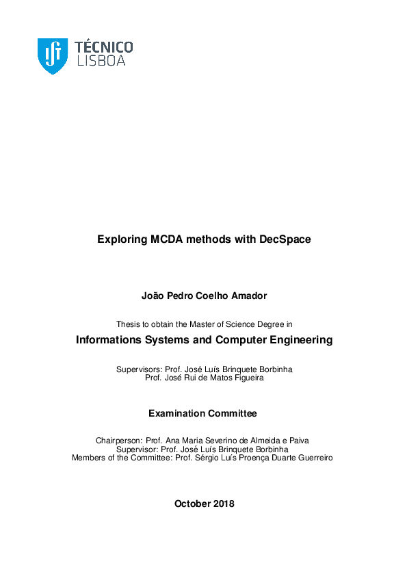 (PDF) Exploring MCDA methods with DecSpace