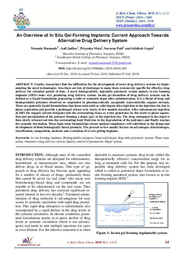 (PDF) An Overview of In Situ Gel Forming Implants: Current Approach ...