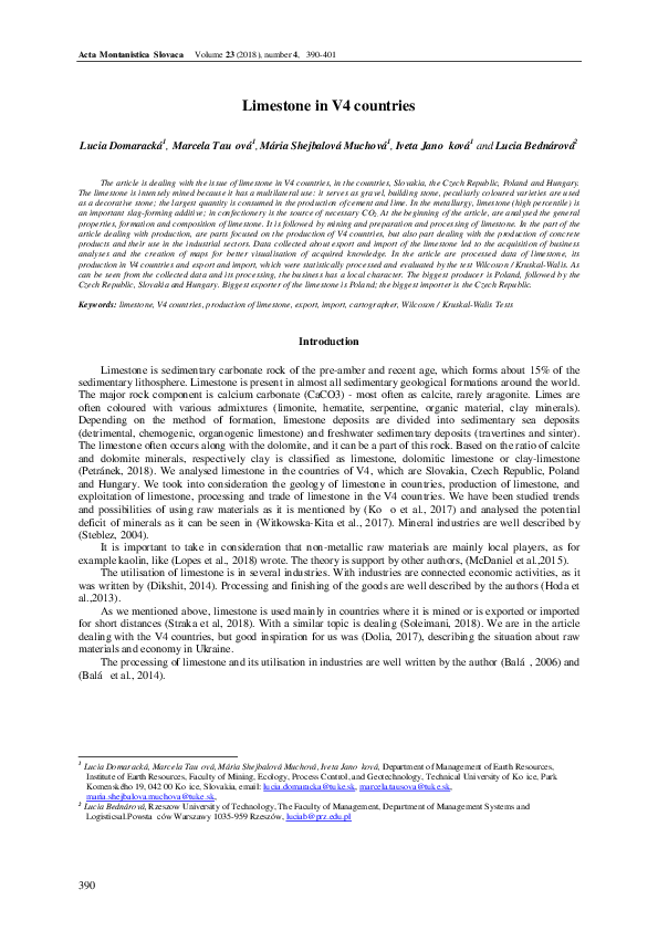 (PDF) Limestone in V4 countries