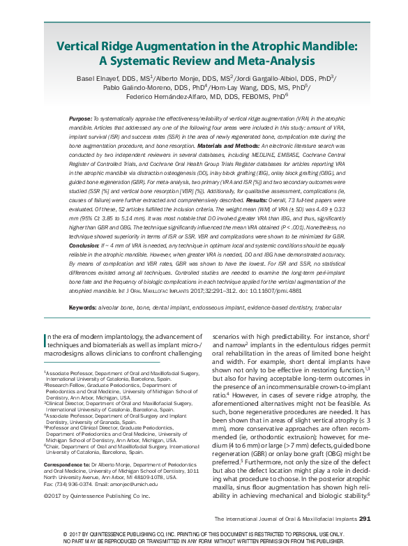 (PDF) Vertical Ridge Augmentation in the Atrophic Mandible: A ...