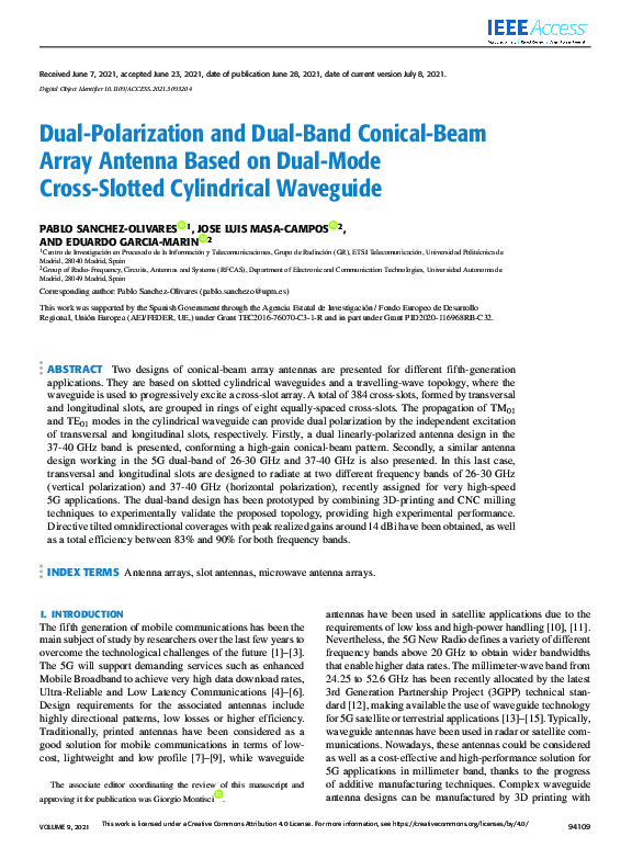 (PDF) Dual-Polarization and Dual-Band Conical-Beam Array Antenna Based ...