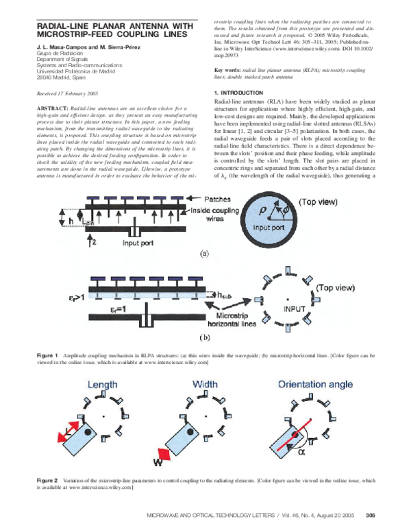 (PDF) Radial-line planar antenna with microstrip-feed coupling lines