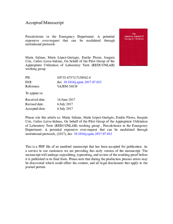 (PDF) Procalcitonin in the Emergency Department: A potential expensive ...