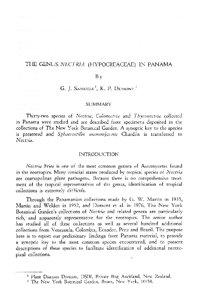 (PDF) Nectria Species in Panama: Key and Descriptions