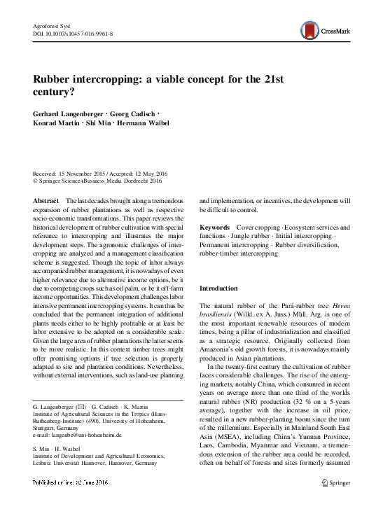 (PDF) Rubber intercropping: a viable concept for the 21st century?