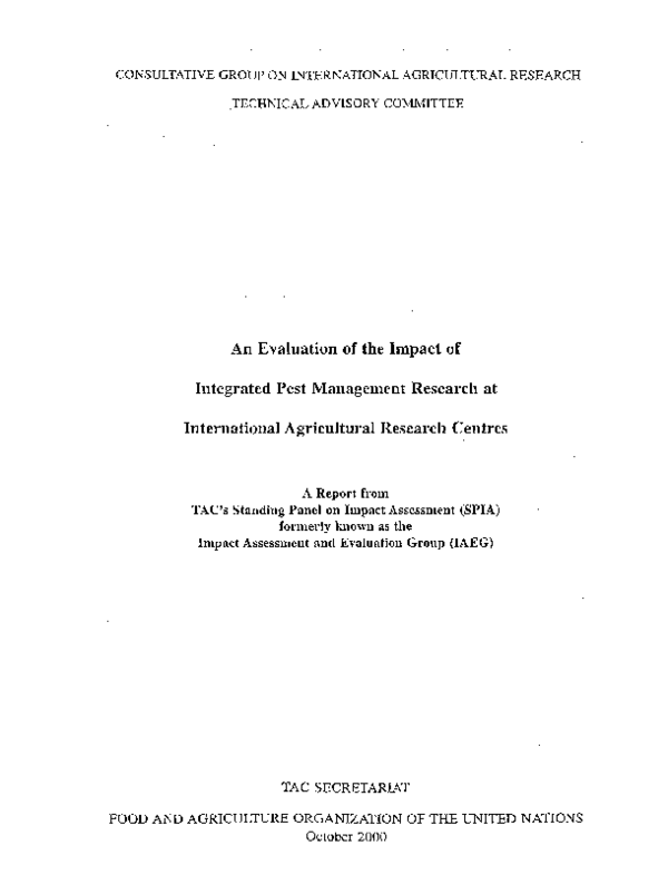 (PDF) Evaluation of the Impact of Integrated Pest Management Research ...