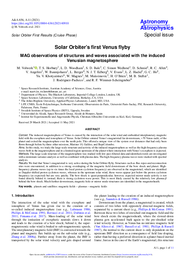 Solar Orbiter’s first Venus flyby