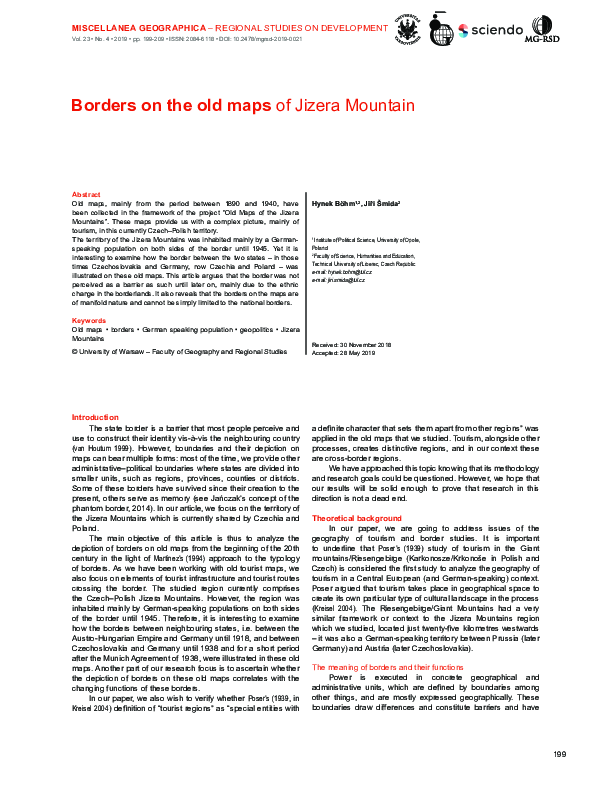 (PDF) Borders on the old maps of Jizera Mountain | Hynek Böhm ...