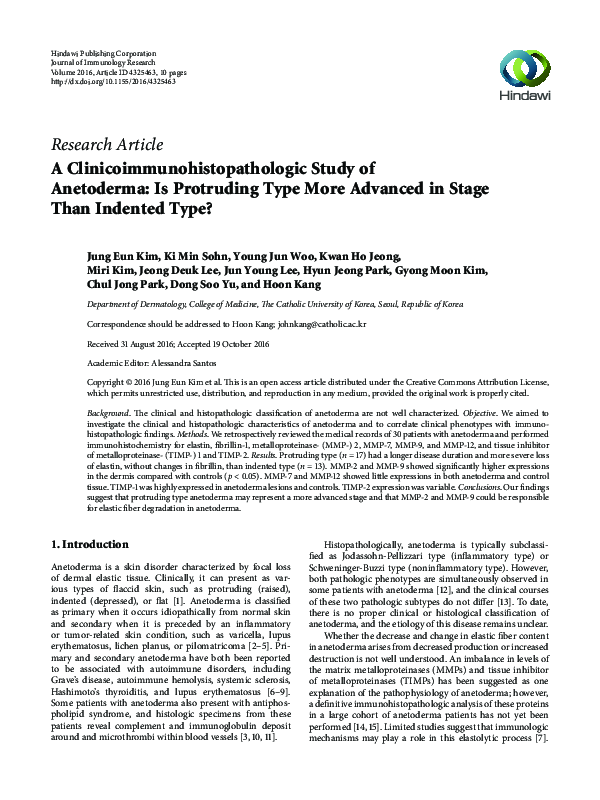 (PDF) Comparative Study of Anetoderma Types