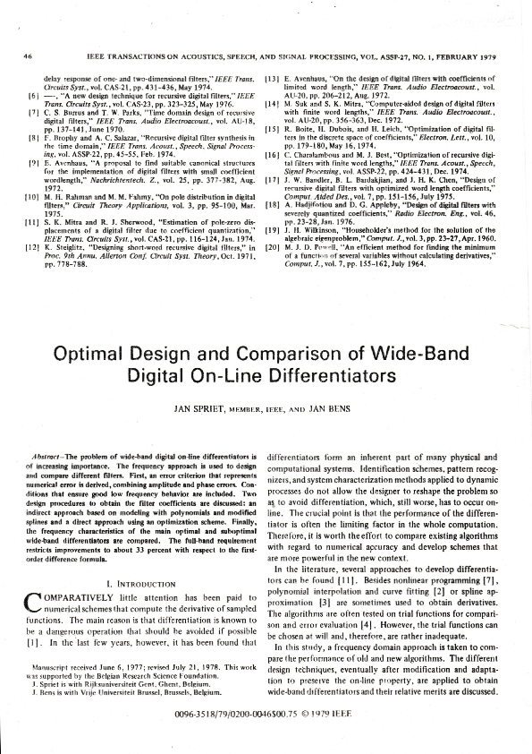 Pdf Optimal Design And Comparison Of Wide Band Digital On Line Differentiators