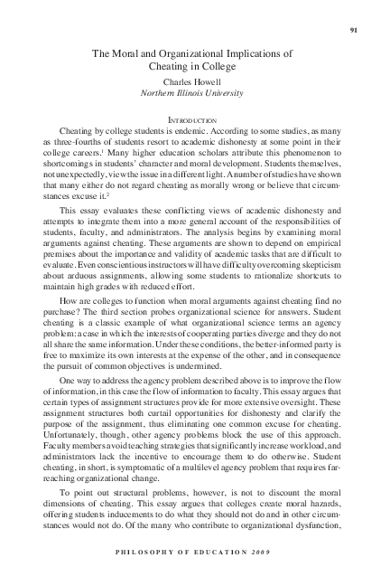 (PDF) The Moral and Organizational Implications of Cheating in College