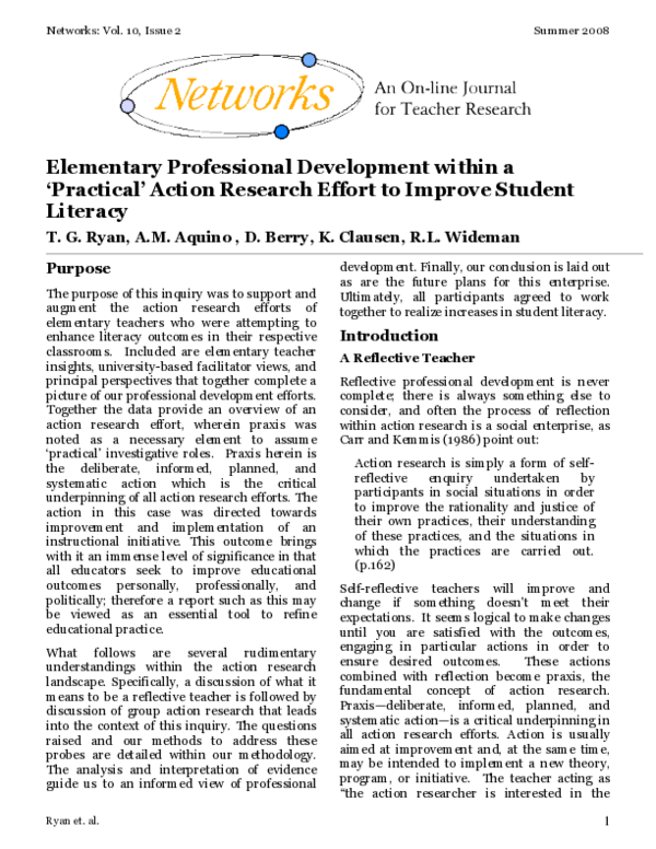(PDF) Elementary Professional Development within a ‘Practical’ Action ...