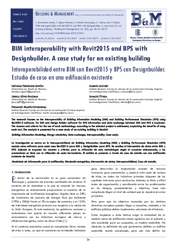(PDF) BIM interoperability with Revit2015 and BPS with Designbuilder. A case study for an ...
