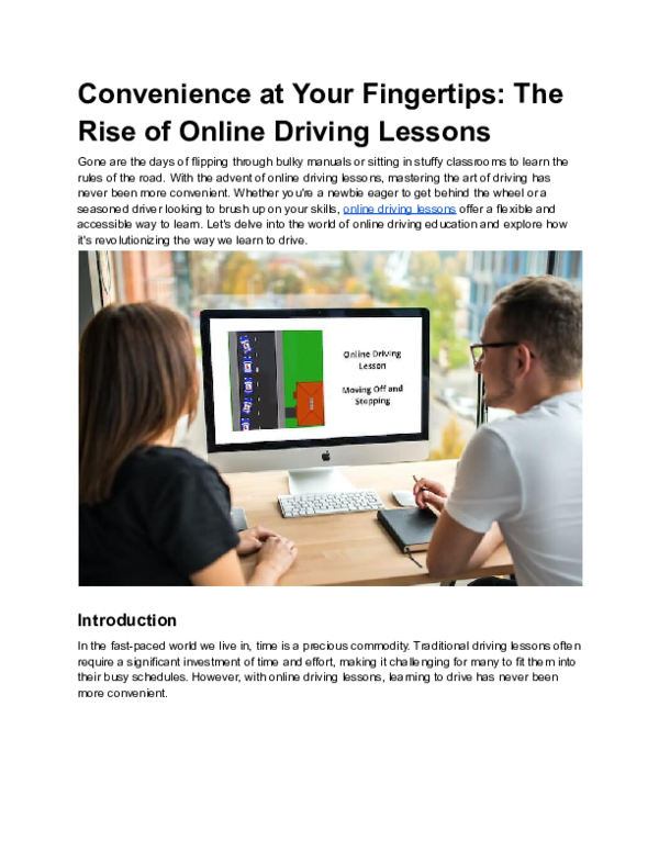 (PDF) The Convenience of Online Driving Lessons Revolution