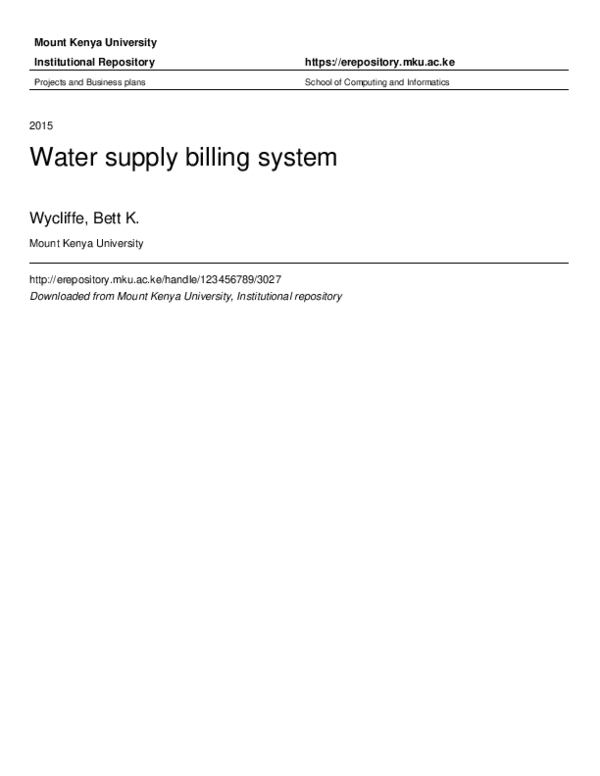 (PDF) Water supply billing system