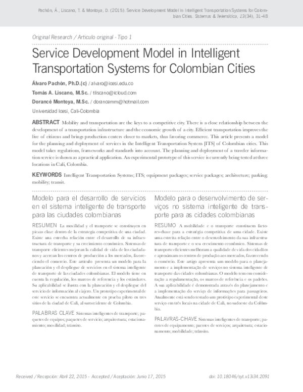 (PDF) Service Development Model in Intelligent Transportation Systems ...