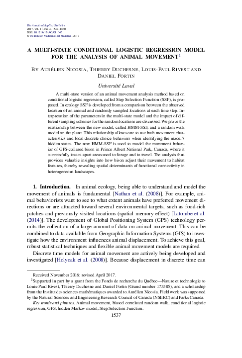 (PDF) A multi-state conditional logistic regression model for the ...