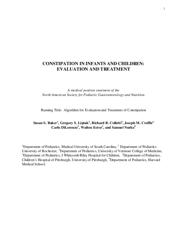 (PDF) Constipation in Infants and Children: Evaluation and Treatment
