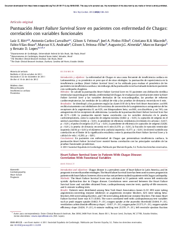 (PDF) Puntuación Heart Failure Survival Score en pacientes con ...