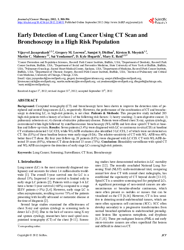(PDF) Early Detection of Lung Cancer Using CT Scan and Bronchoscopy in ...