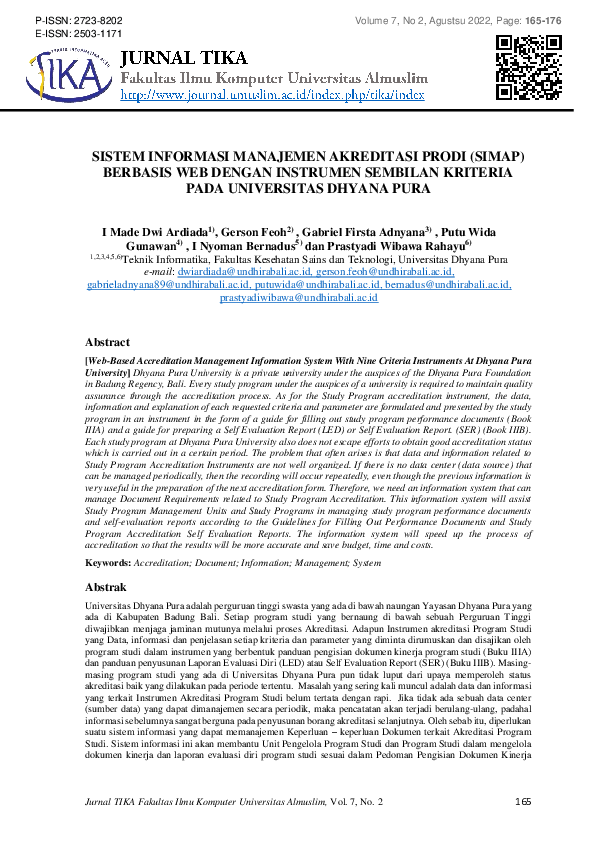 (PDF) Sistem Informasi Manajemen Akreditasi Prodi (Simap) Berbasis Web Dengan Instrumen Sembilan ...