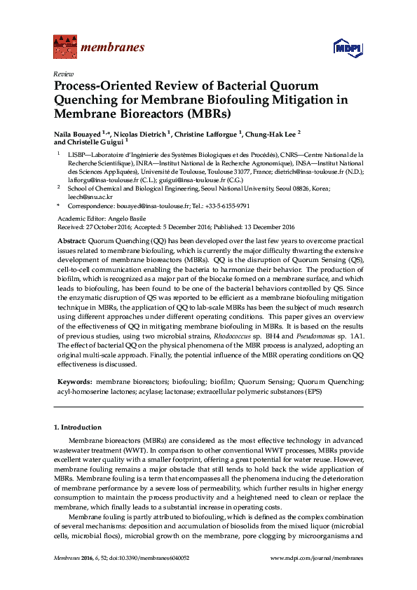 (PDF) Process-Oriented Review of Bacterial Quorum Quenching for ...
