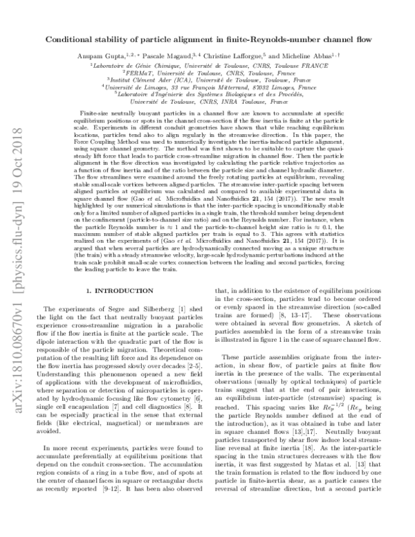 (PDF) Conditional stability of particle alignment in finite-Reynolds-number channel flow