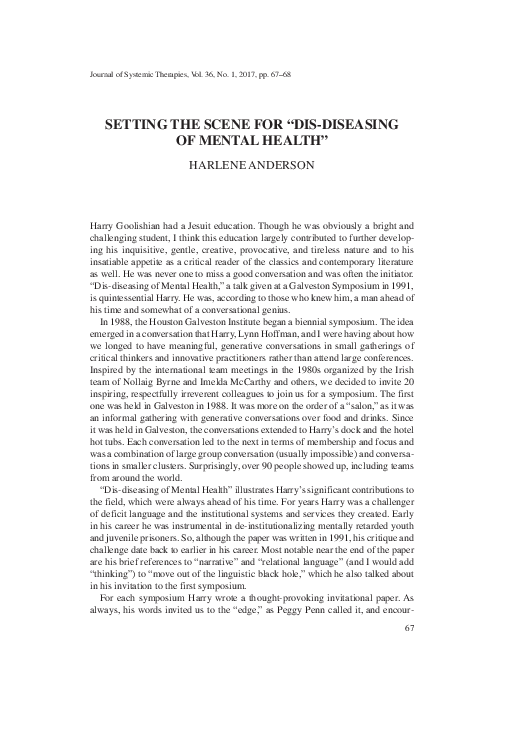 (PDF) Setting the Scene for “Dis-Diseasing of Mental Health”