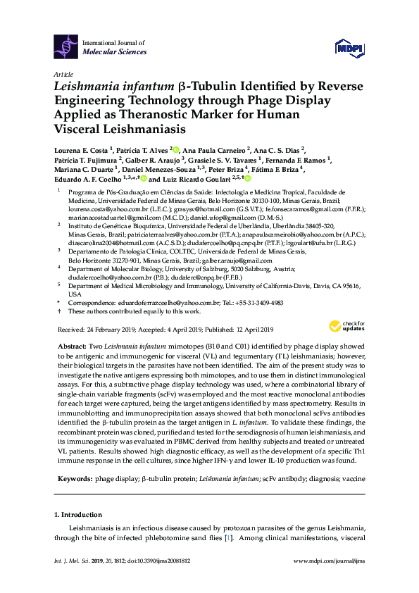 (PDF) Leishmania infantum β-Tubulin Identified by Reverse Engineering ...