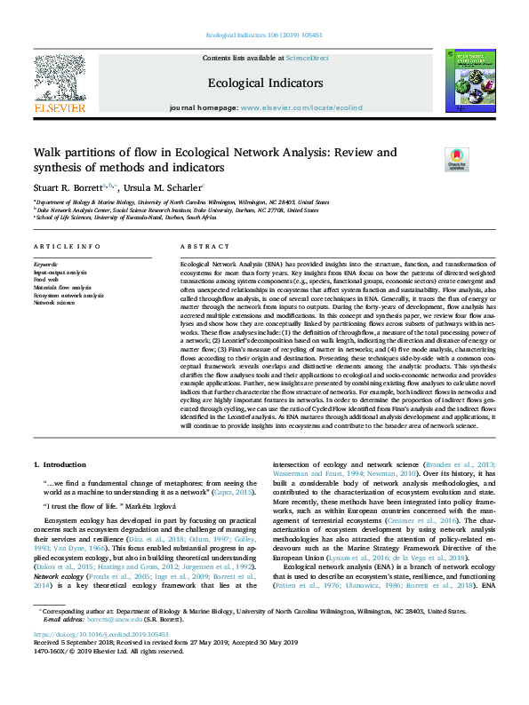 (PDF) Walk partitions of flow in Ecological Network Analysis: Review and synthesis of methods ...