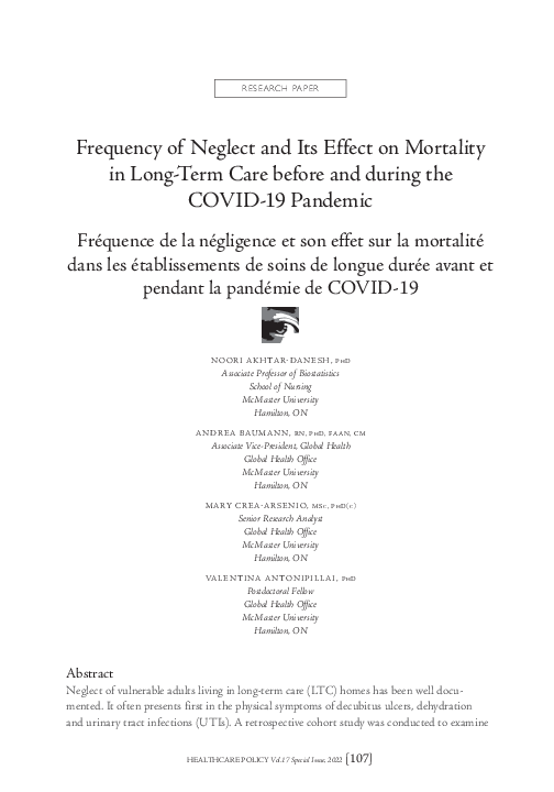 (PDF) Frequency of Neglect and Its Effect on Mortality in Long-Term ...