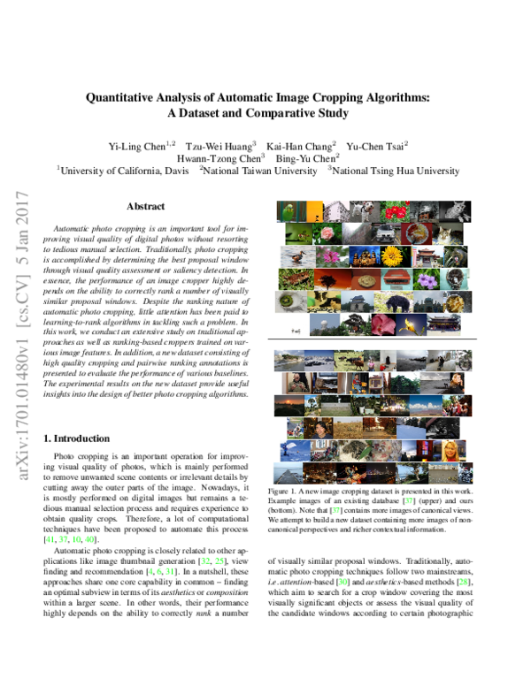 Pdf Quantitative Analysis Of Automatic Image Cropping Algorithms A