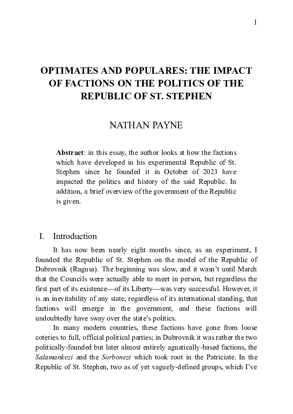 (PDF) Optimates and Populares: the Impact of Factions on the Politics ...