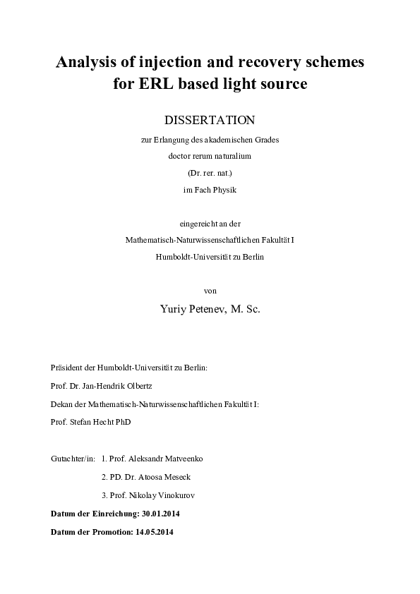 (PDF) Analysis of injection and recovery schemes for ERL based light source