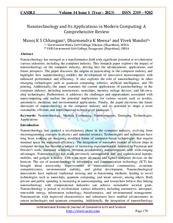 (PDF) Nanotechnology and Its Applications in Modern Computing: A ...